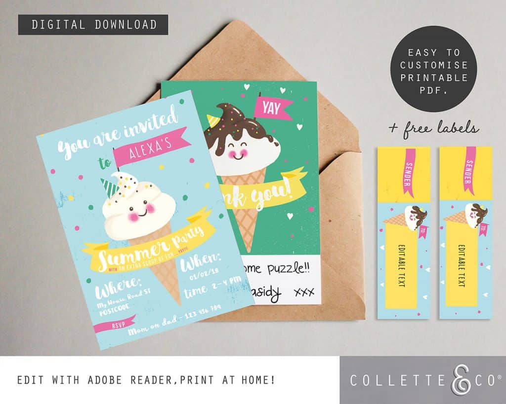 Ice cream Party printables FULL Pack Editable | Collette & Co®