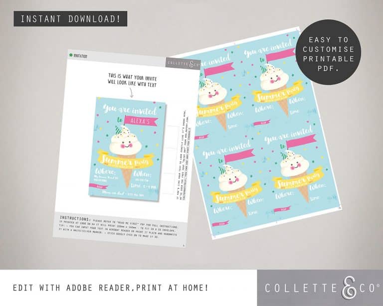 Ice cream Party printables FULL Pack Editable | Collette & Co®