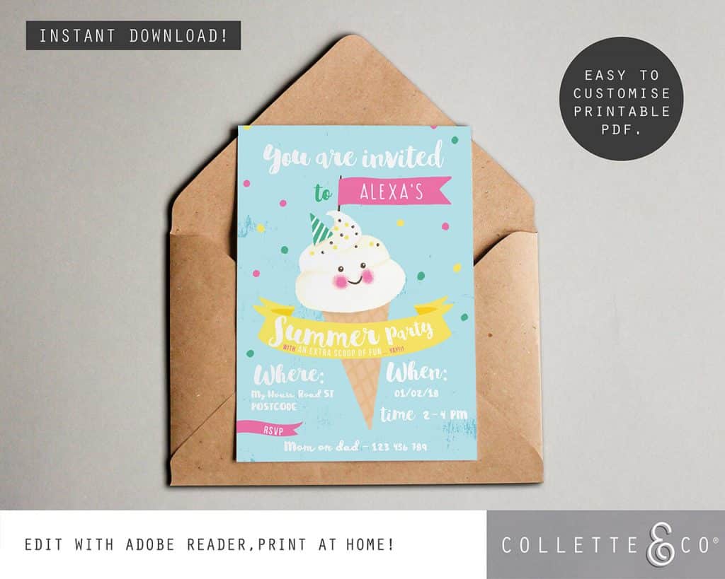 Ice cream Party printables FULL Pack Editable | Collette & Co®