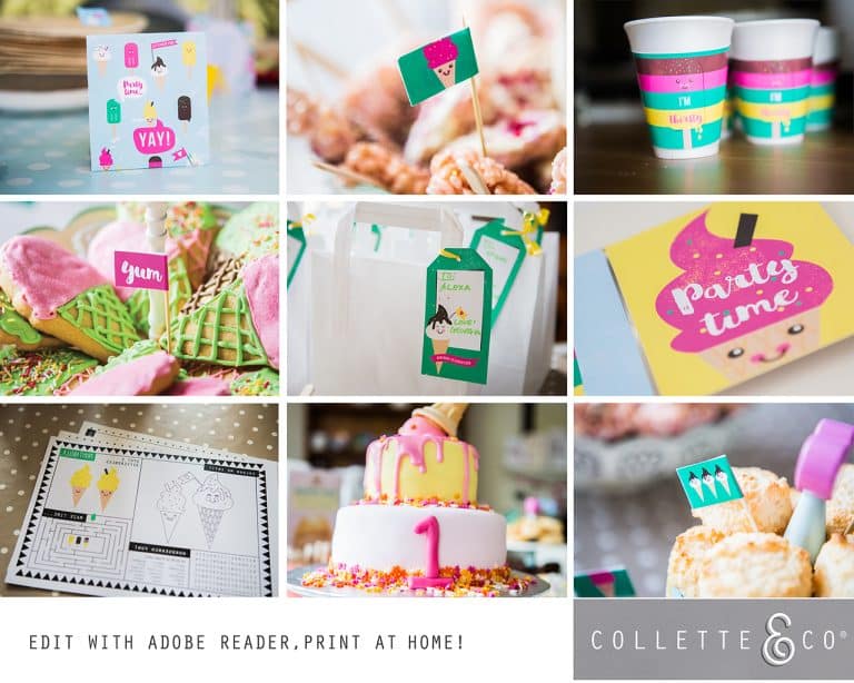 Ice cream Party printables FULL Pack Editable | Collette & Co®