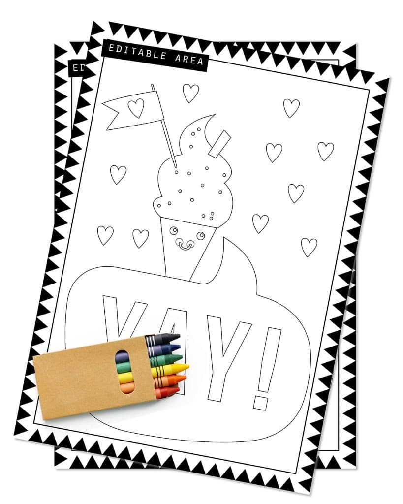 Printable Ice Cream Party Activity Sheets- Coloring In Editable ...